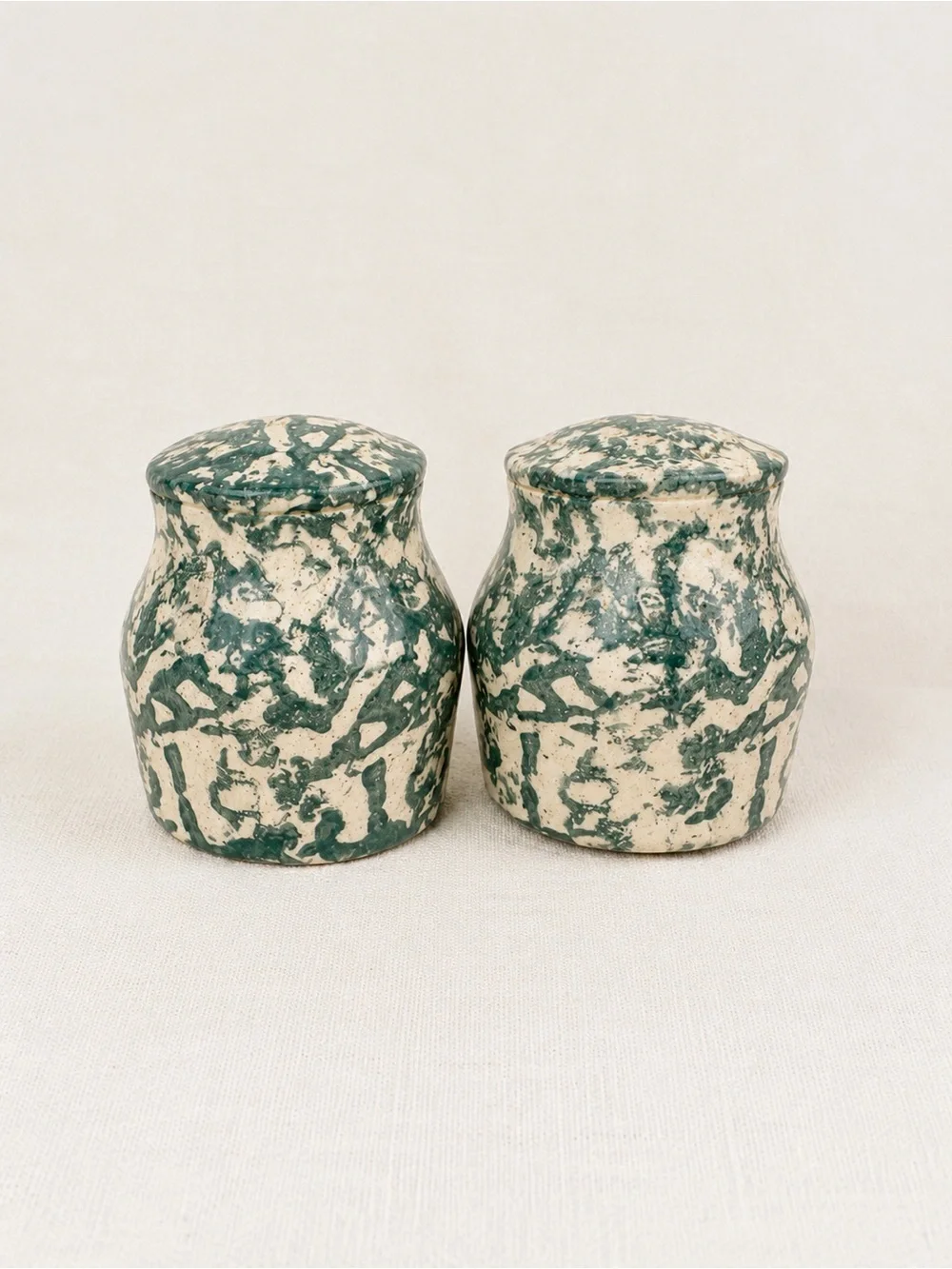 Source Unknown | Kitchen | Vintage Green Spongeware Salt Pepper Shakers ...